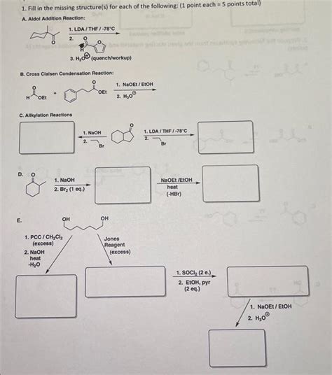 1 Fill In The Missing Structures For Each Of The