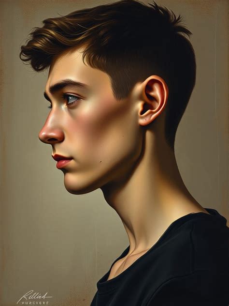 Young Mans Profile In Earth Toned Realism Ai Art