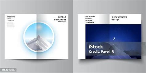 두 개의 A4 형식의 벡터 레이아웃 현대 커버 모형 디자인 템플릿 양면 브로셔 잡지 전단지 마운틴 일러스트 아웃도어 어드벤처 여행 개념 배경입니다 플랫 디자인 벡터입니다 0
