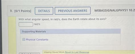 Solved With What Angular Speed In Rad S Does The Earth Chegg