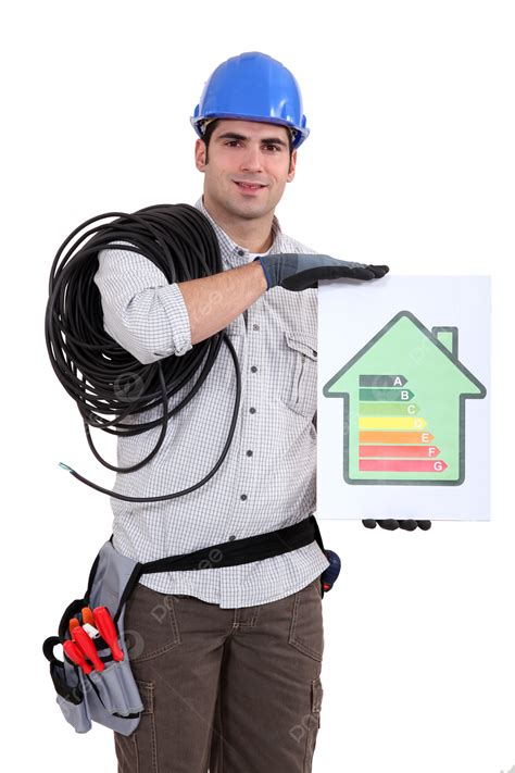 Tradesman Holding An Energy Efficiency Rating Chart Safety Efficiency Worker Photo Background