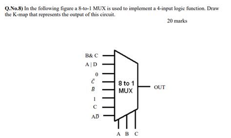 Solved Qno8 ﻿in The Following Figure A 8 To 1 ﻿mux Is
