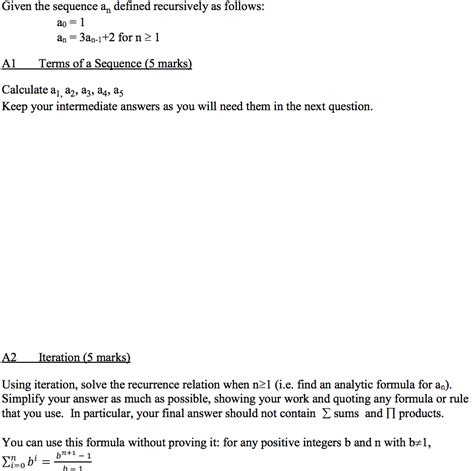 solved given the sequence an defined recursively as follows