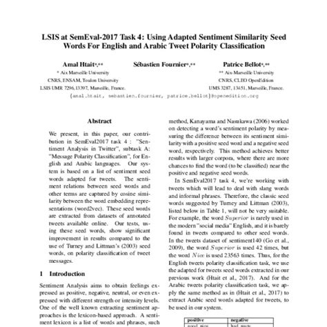 Lsis At Semeval 2017 Task 4 Using Adapted Sentiment Similarity Seed