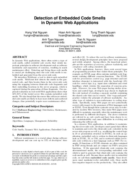 pdf detection of embedded code smells in dynamic web applications