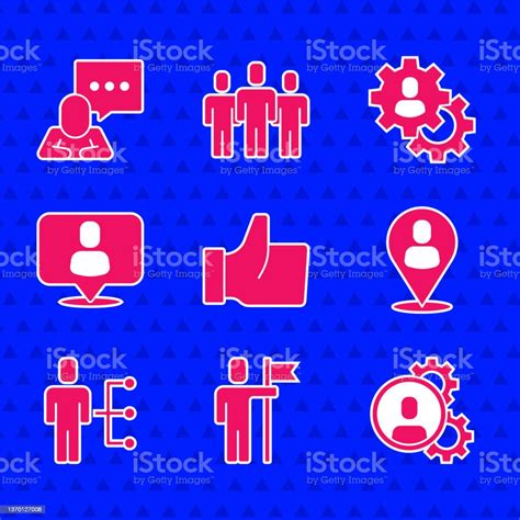 세트 핸드 팀 리더 헤드 헌팅 작업자 위치 맨 비즈니스 슈트 사용자 스피치 버블 채팅 아이콘 벡터 가리키기에 대한 스톡 벡터 아트 및 기타 이미지 Istock