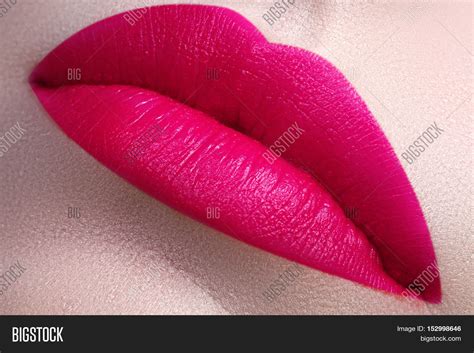 Beautiful Full Pink Lips Pink Lipstick Gloss Lips Make Up C Stock Photo Stock Images Bigstock