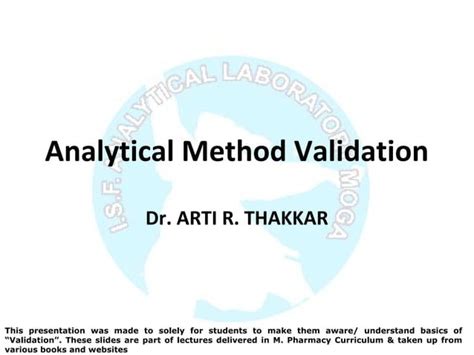 Analytical Method Validation Ppt Chemistry Science
