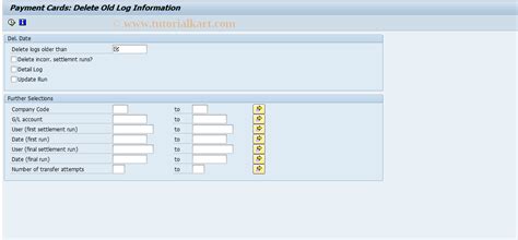 FCC3 SAP Tcode Payment Cards Delete Logs