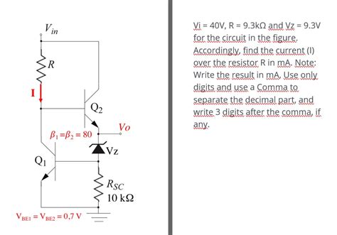 solved vi 40 v r 9 3kΩ and vz 9 3 v for the circuit in the