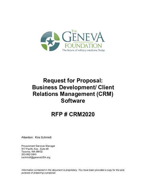 Fillable Online CRM RFP TemplateFree CRM Request For Proposal Fax Email Print PdfFiller