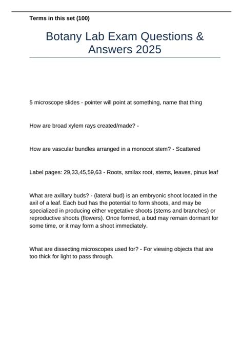 Botany Lab Exam Questions And Answers 2025 Lab Stuvia Us
