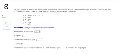Solved For The Following Economy Find Autonomous Chegg