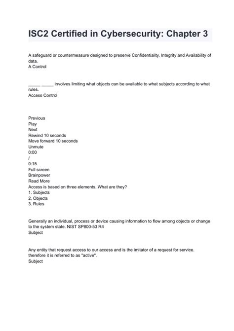 Isc2 Certified In Cybersecurity Chapter 3 Exam 2024 2025 Questions With Completed Solutions