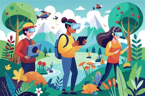 Premium Vector Exploring Ecosystems And Biodiversity With Vr Headsets