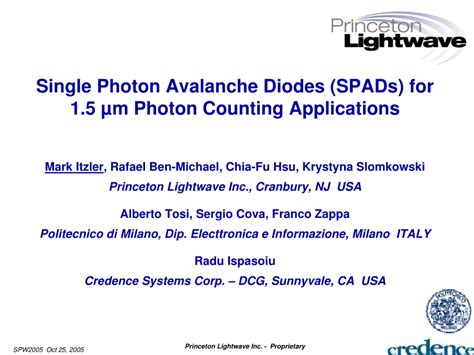 Pdf Single Photon Avalanche Diodes Spads For 1 5 µm Photon Counting Applications