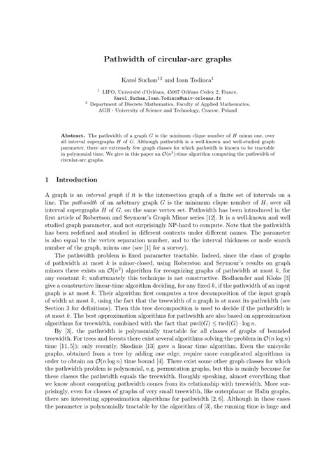 Pdf Pathwidth Of Circular Arc Graphs