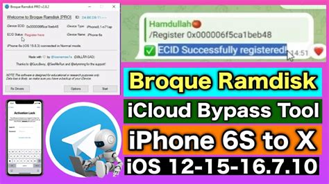 Free Broque Ramdisk Icloud Bypass Tool Ecid Register By Telegram Bot