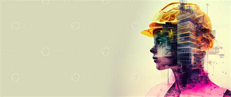 Generative AI Illustration Of Building Construction Engineering Project Devotion With Double