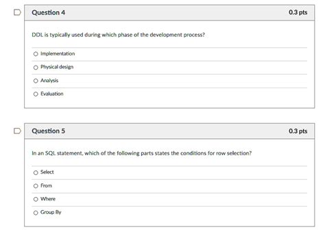 Solved Question 4 03 Pts Ddl Is Typically Used During Which Phase Of