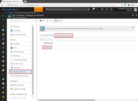 quickstart create device provisioning service dps enrollments using