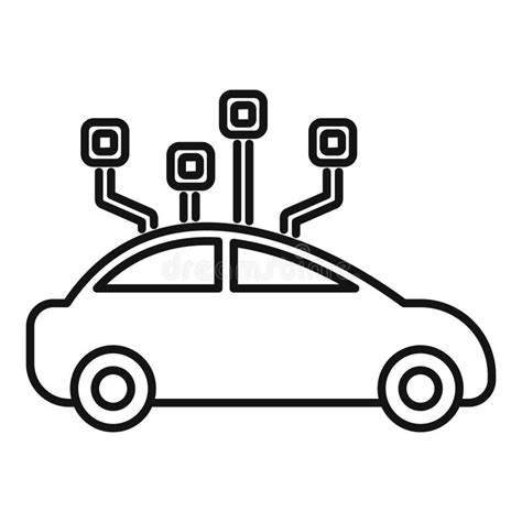 Smart Car Using Sensor Network For Self Driving Stock Vector
