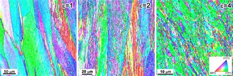 Typical Oim Micrographs Of The Cu Cr Zr Microstructures After Ecap To