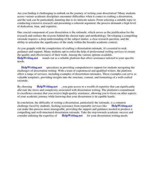Dissertation Rationale Examples Pdf
