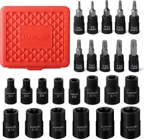 Torx Bit Socket And Female External Socket Set 24pcs Llndei 10 Star