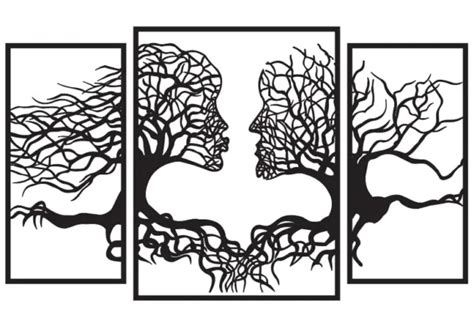 TREE COUPLE FACE Design DXF CDR Files For CNC Vector Plasma Router Laser Cut PicClick UK