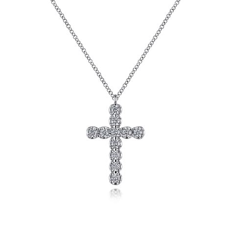 14k White Gold Diamond Cross Pendant Necklace 5700 Shop Necklaces