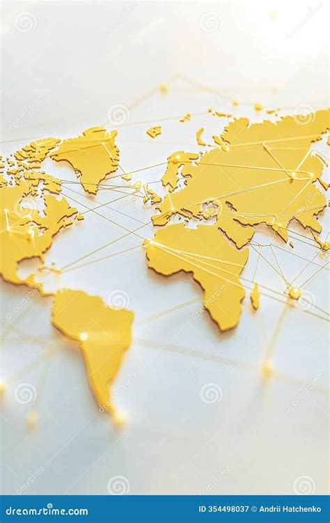 An Abstract 3d World Map With Interconnected Nodes And Glowing Gis Network Lines Stock