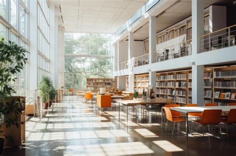 Premium Ai Image Modern Library Interiors Generative Ai