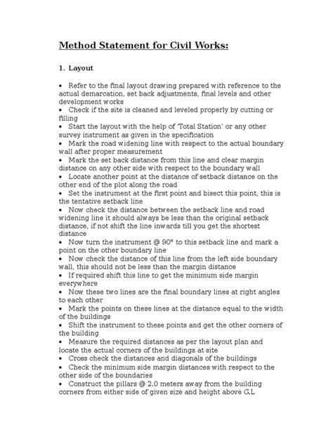 Method Statement For Civil Works Docsharetips