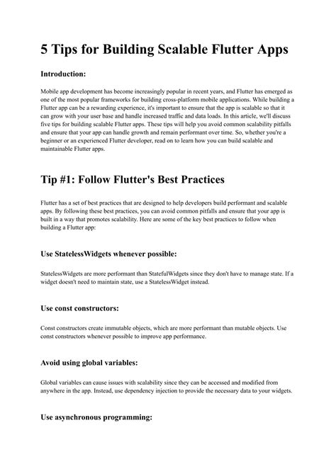 Ppt 5 Tips For Building Scalable Flutter Apps Powerpoint Presentation