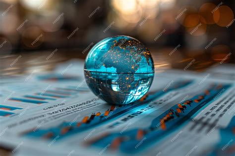 Globe Positioned On Charts For Global Data Analysis Premium Ai Generated Image