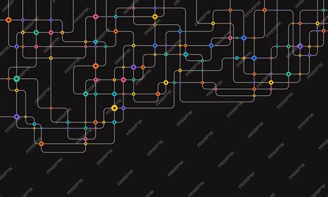 회로 연결 라인과 지점 네트워크 기술과 연결 개념 분산된 네트워크 노드 연결 프리미엄 벡터