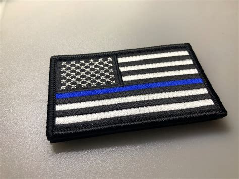 Blue Line United States Flag Shoulder Patch Morale Boost Tactical Operator Hook Loop Army