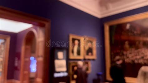 Blurred Museum Gallery Interior Art History Education And Culture