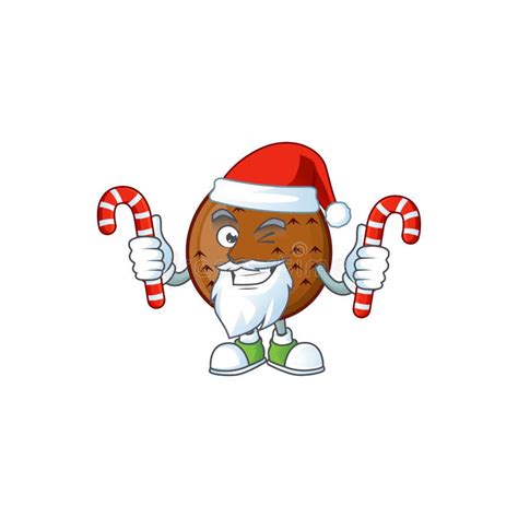 Santa With Candy Salak Fruit Character On White Background Stock Vector