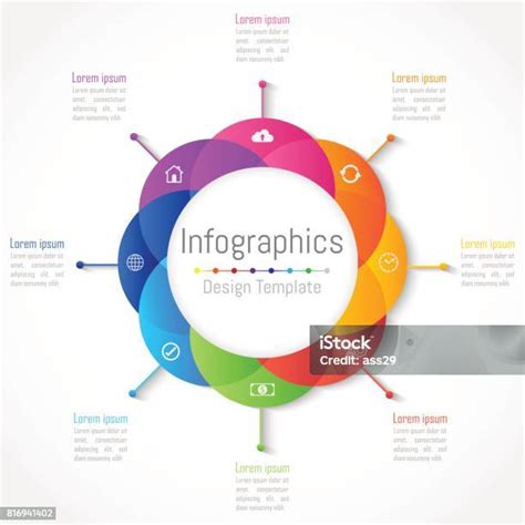 Infographic 8 옵션 부품 단계 또는 벡터 일러스트 레이 션 프로세스 귀하의 비즈니스에 대 한 디자인 요소입니다 8 9 살에 대한 스톡 벡터 아트 및 기타 이미지