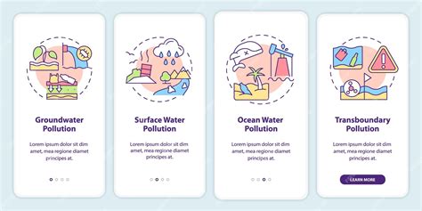 Premium Vector Categories Of Water Pollution Onboarding Mobile App
