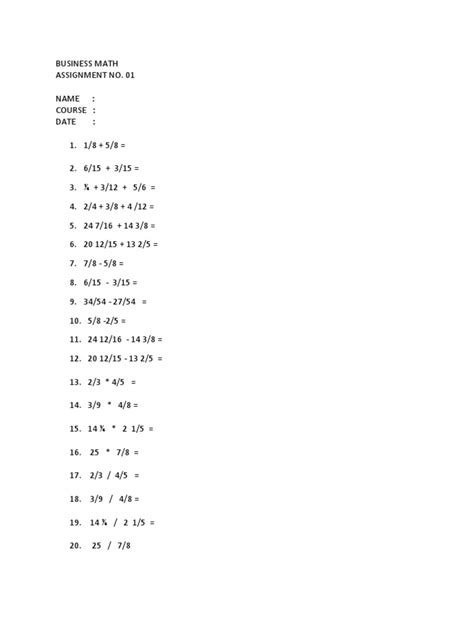 assignment no 1 fractions download free pdf business nature