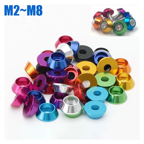 Цветная алюминиевая шайба M2 M2.5 M3 M4 M5 M6 M8 | AliExpress