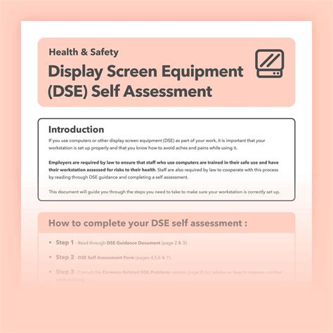 Dse Assessment Template Easy To Use Display Screen Equipment Form