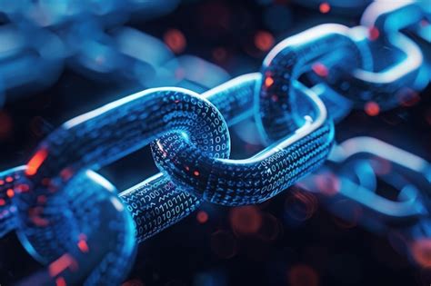 Digital Chain Link With Code Premium Ai Generated Image