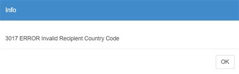 3017 Error Invalid Recipient Country Code Solution Support For