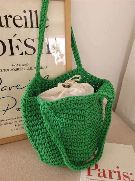 신상 할인 아밀리 네트 숄더백 파우치 포함 그물 니트 복조리 미니 버킷 그물백 니트백 네트백 데일리백 에이블리