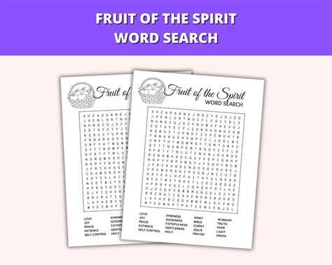 Fruit Of The Spirit Word Search Puzzle Fruits Of The Spirit Bible Word