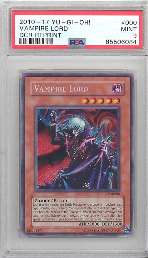 Psa 9 Yu Gi Oh Card Dcr 000 Vampire Lord Secret Rare Holo Mint